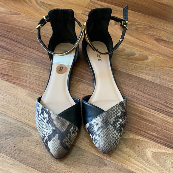 Nicole | Shoes | Euc Nicole Faux Snakeskin Gold Ankle Flats | Poshmark